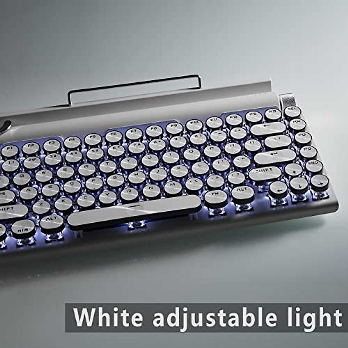 Naroote Gaming Keyboard Mechanical Keyboard Knob Control 83 Keys Ergonomic for Phone (White)