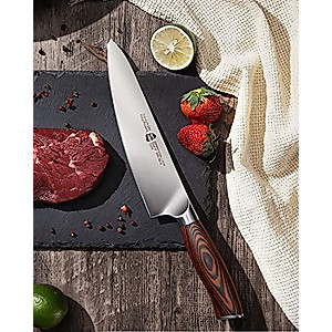 TUO Chef Knife 8 inch Kitchen Knives German High Carbon Stainless Steel Professional Sharp Chopping Knife, Chefs Knife with Pakkawood Handle and Gift Packaging