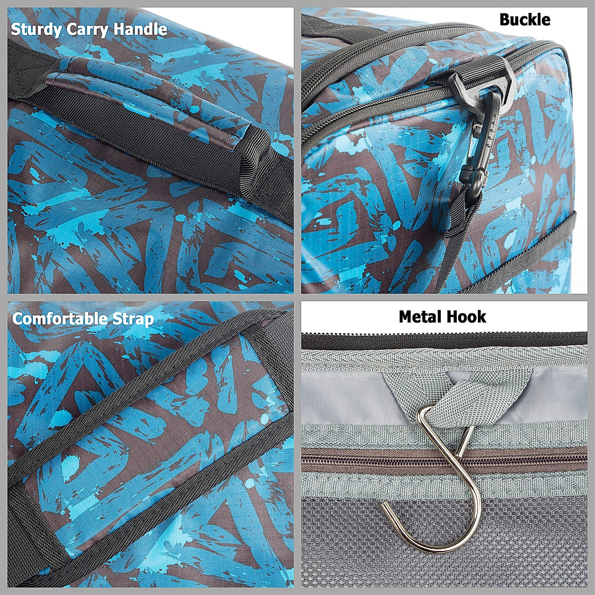 PACMAXI Yarn Storage Knitting Bag-High Capacity Portable Yarn Tote Storage Organizer with Shoulder Strap and Hook for Cotton Yarns, Crochet Hooks, Knitting Needles(Up to 10 Inch) (Blue（Large）)