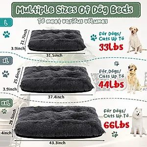 Suzile 2 Pcs Dog Cat Beds Dog Crate Beds with Machine Washable Anti-Slip Thick Puppy Beds Plush Pet Crate Pads Ultra Soft Dog Beds for Large Dog Pet Beds Medium Small Dogs, Gray(X-Large)