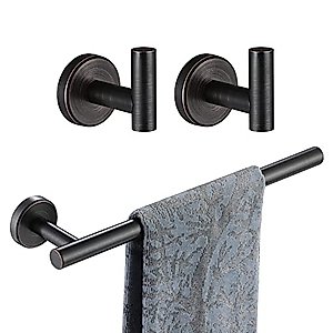 JQK Hand Towel Holder Towel Ring Oil Rubbed Bronze, Thicken 8mm 304 Stainless Steel Bathroom Hand Towel Bar, 12 Inch Wall Mount Towel Rack Hanger, ORB, THH110L12-ORB