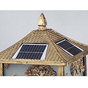 XXINY Solar Column Head Lamp Home Outdoor Garden Villa Lamp Community Door Pillar Wall Lamp Waterproof Aluminum Glass Stigma Floor Lamp Porch Patio Post Street Lantern Table Lights