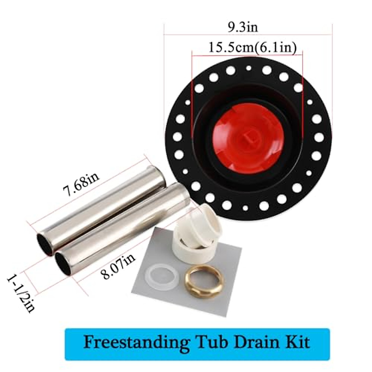 HQPARRTS ITD5135 Freestanding Bathtub Rough-in Kit With stainless steel Tail Pipe and PVC Adapter Compatible With all freestanding bathtubs,standard bathtubs and Floor Mounted Bathtub