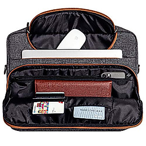 DOMISO 13.3 Inch Multi-Functional Laptop Sleeve Business Briefcase Waterproof Messenger Shoulder Bag for 13"-13.3" Laptops/MacBook Pro Retina/Dell XPS 13 / Surface Book/ASUS/Acer, Dark Grey