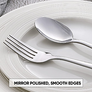 NETANY 16-Piece Forks and Spoons Silverware Set, 8 Dinner Forks and 8 Dinner Spoons, 18/8 Stainless Steel Flatware Cutlery Set, Mirror Polished, Dishwasher Safe