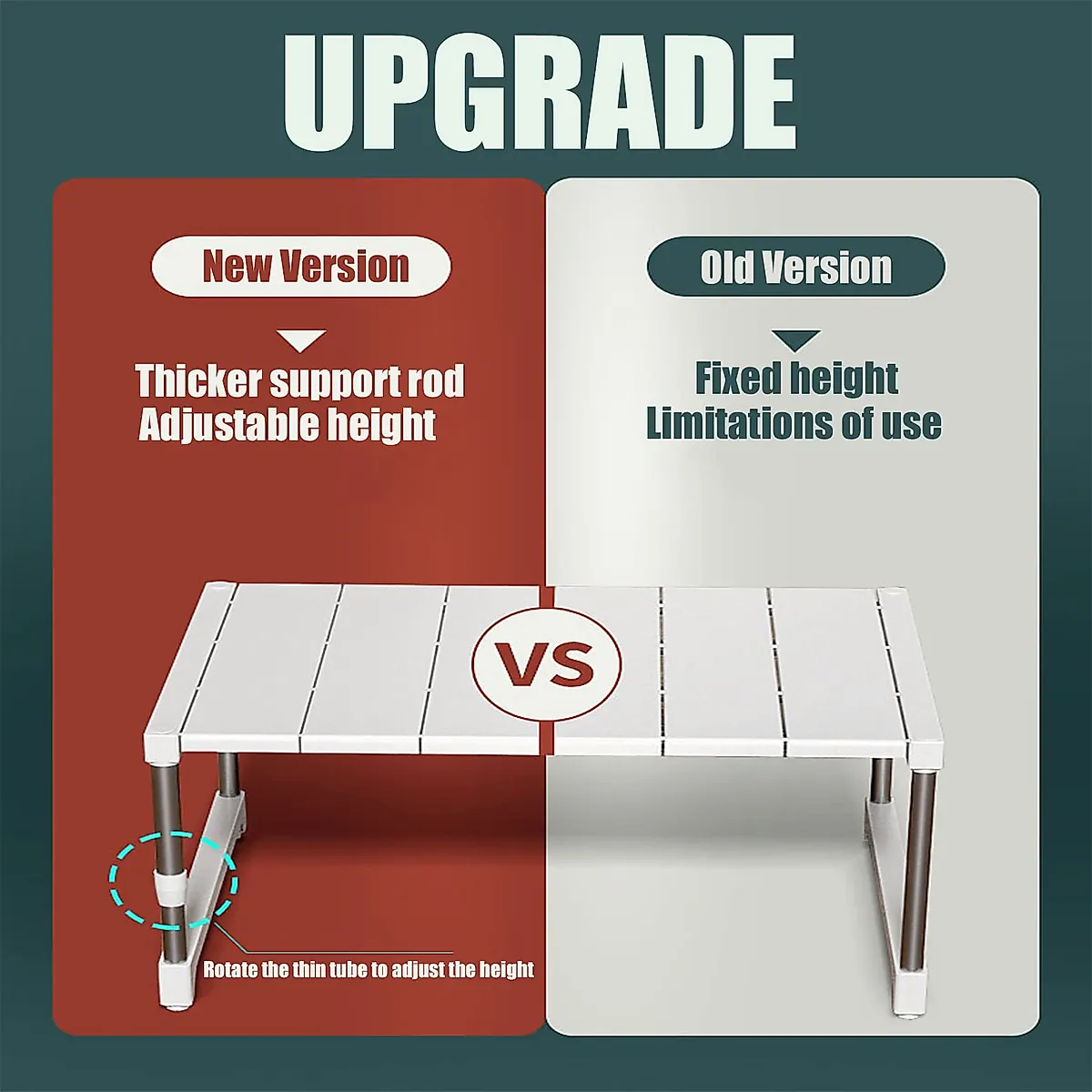 HDAIUCOV Upgraded Tension Shelf, Expandable Cabinet Organizer,Adjustable Height Shelves,Locker Shelf, Cabinet Pantry Shelf,Organization and Storage for Kitchen/Bathroom/Closet 1pcs