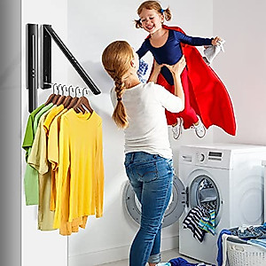 Vaselin Invisible Clothes Drying Rack, Retractable Clothes Drying Rack, Wall Mounted Clothes Drying Rack, for Laundry Room Space 13.7 x 1.85x 0.51inches