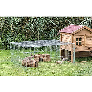 TRIXIE Enclosed Outdoor Run- 55 cu. ft., Galvanized Metal Cage, Portable Pen for Rabbit, Small Animal
