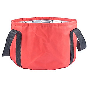 HOOYEE Multifunctional Portable Wash Basin Folding Bucket (Red)