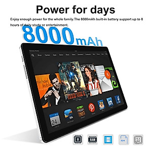 JREN Kids Tablet,10 inch Tablet for Kids,Children,Girls,Boys,10.1 IPS HD Screen,CPU Speed up to 1.8GHz,RAM 4GB and 64GB Storage,Toddler Tablet with Protective case,Color Silver