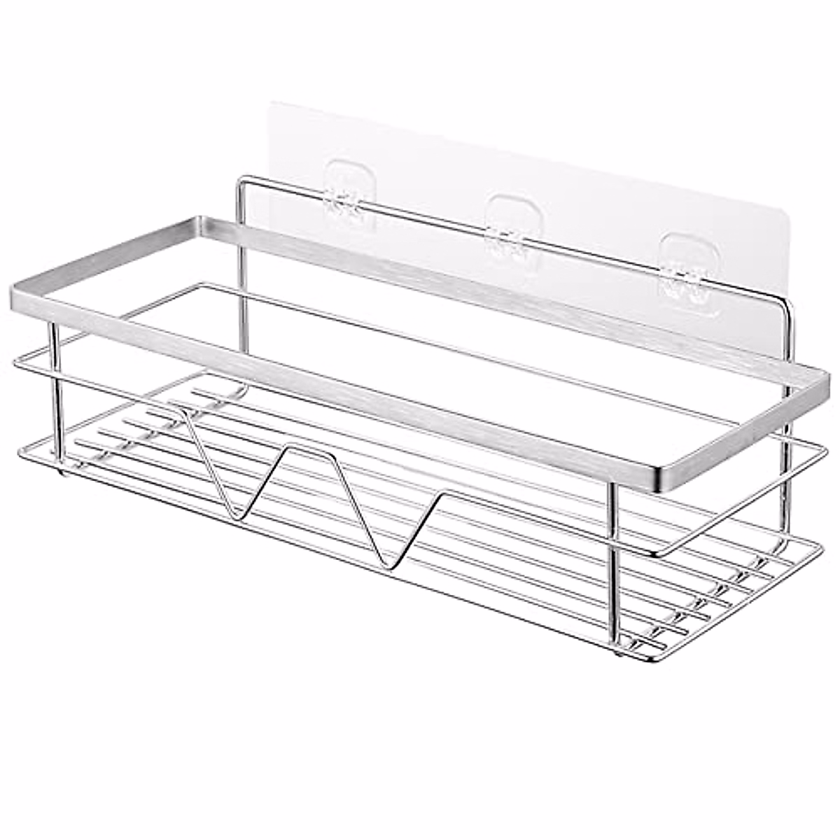 Rainspire Adhesive Shower Caddy, Large Capacity Self Adhesive Shower Shelves for Inside Shower, Shower Rack Shower Shelf for Inside Shower Stainless Steel Bathroom Shower Organizer, Large, Silver