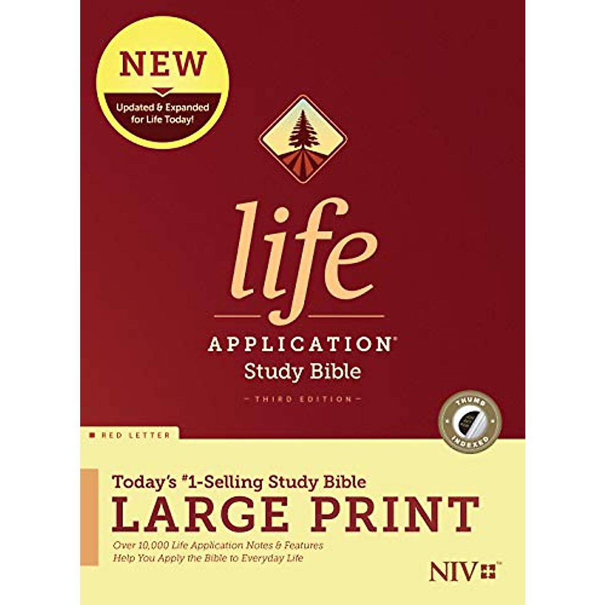 Tyndale NIV Life Application Study Bible, Third Edition, Large Print (Hardcover, Indexed, Red Letter) – New International Version – Large Print Study Bible for Enhanced Readability