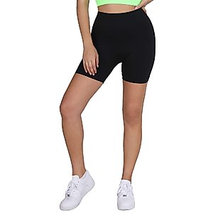 NIKIBIKI Women Seamless Moto Biker Shorts, Made in U.S.A, One Size (Black)
