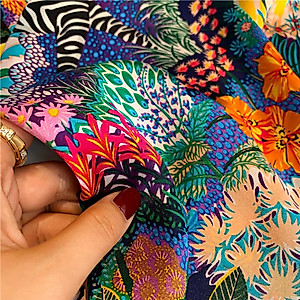 Weximil 100% Mulberry Silk Neck Scarf - 21'' x 21'' Lightweight Neckerchief - Women Men Small Square Digital Printed Scarves Gift Packed （Blue-black）