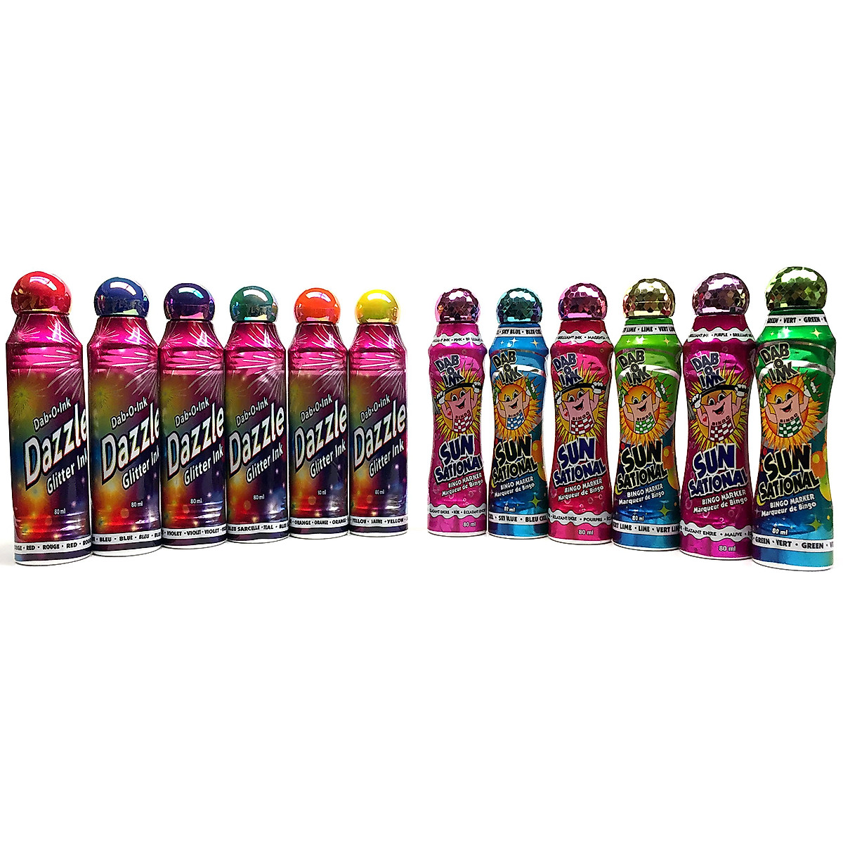 Bingo Dauber - Mixed Dozen Includes 6 Dazzle Glitter Ink & 6 Ultra Bright Sunsational Ink Dabber