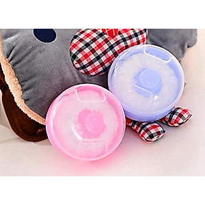 2 Pcs Pink and Blue Plastic Baby Care After-bath Powder Puff with Portable Talcum Powder Holder Box Empty Makeup Container Prickly Heat Powder Applicator Flutter for Baby Skin Care