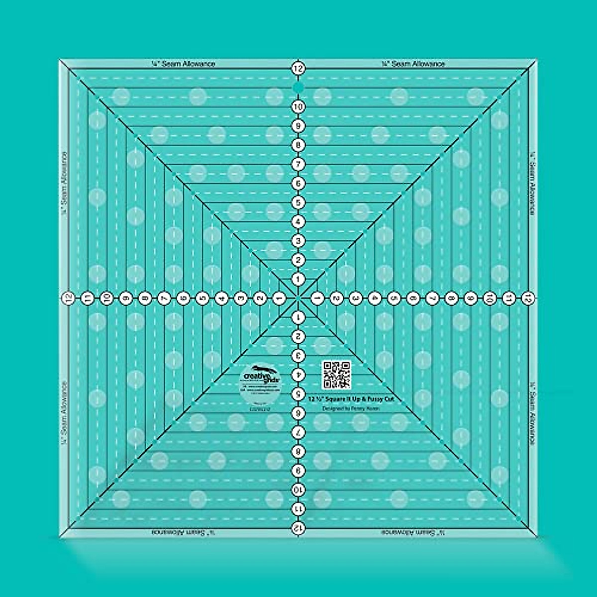 Creative Grids 12-1/2in Square It Up or Fussy Cut Square Quilt Ruler - CGRSQ12