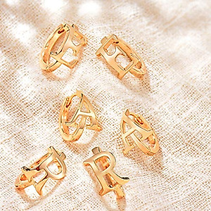 MYEARS Women Huggie Hoop Earrings Gold Initial F Sleeper 14K Gold Filled Small Simple Delicate Handmade Hypoallergenic Personalized Jewelry Gift