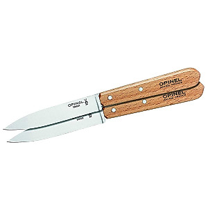 Opinel No. 112 Paring Knives 2 Piece Set, High Carbon Steel Everyday Use Prep Knives for Chopping, Peeling, Slicing, Trimming, Stabilized Sustainably Harvested Beechwood Handles, Made in France