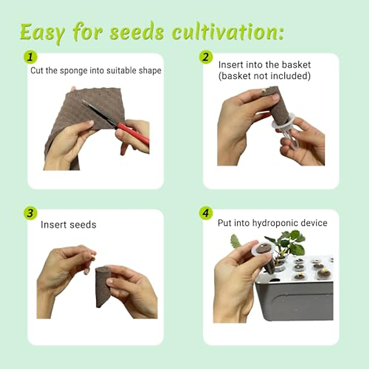 MiniJungle 6PCS Hydroponic Pods, Hydroponic Sponge Compatible with Aero-Garden Various Planting Systems, Replacement Root Growth Sponge, for Indoor & Outdoor Hydroponic Garden Seed Pods