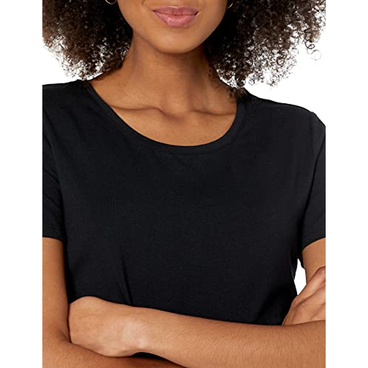 Amazon Essentials Women's Classic-Fit Short-Sleeve Crewneck T-Shirt, Pack of 2, Black/White, Medium