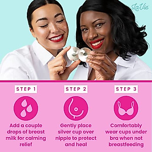 LaVie Silver Nursing Cups, Soothing Protection for Nursing Nipples, Calming Relief for Breastfeeding Moms, Silver Nipple Covers All Natural (Size 1)