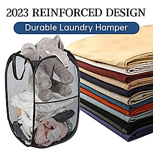 ZOES HOMEWARE Pop up Laundry Hamper 2 Pack | Collapsible Laundry Baskets | Foldable Travel Laundry Basket with Durable Handle for Kids,Dorm,Laundry Room | Black