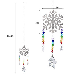WEISIPU Crystals Ball Prisms Suncatchers - Hanging Ornament Crystals Big Snowflake Suncatchers with Clear Crystal Ball for Garden Decoration, Car Pendant, Christmas Decoration (Big Snowflake) …