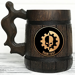Adeptus Mechanicus Mug Wooden Beer Stein 17oz Gamer Mug Gift Boyfriend Personalized Anniversary Christmas Birthday Gifts For Gamer Husband Gifts For Him Beer Steins Beer Tankard K685