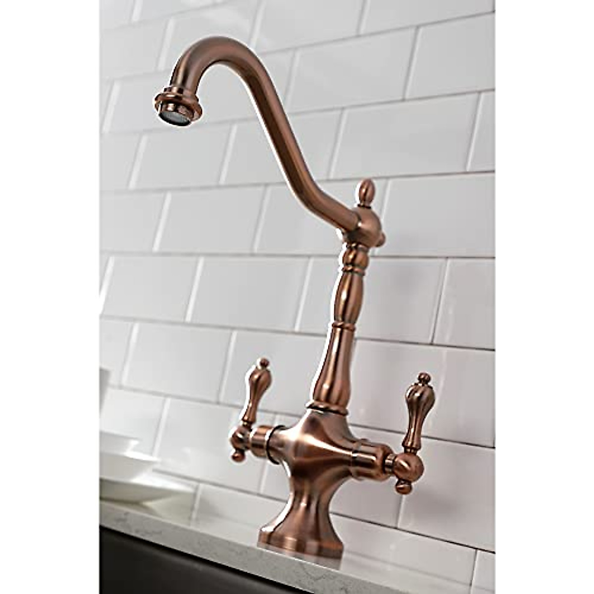 Kingston Brass KS177ALBSAC Heritage Kitchen Faucet, Antique Copper