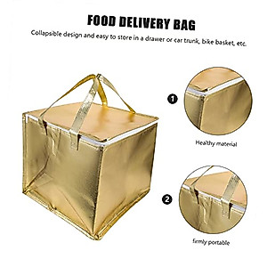 Reusable Grocery Bag Insulation Foldable Grocery Shopping Tote Insulated Pizza Insulated for Delivery Meal Grocery Tote Aluminum Golden Zipper Insulated Delivery Pouch Food