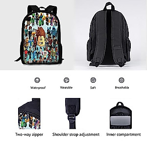 CNLAUKY Gamer Backpack 17 Inch, Anime Backpack Large Capacity Travel Backpacks Light Schoolbag for Boys Girls Camping Hiking (Blue)