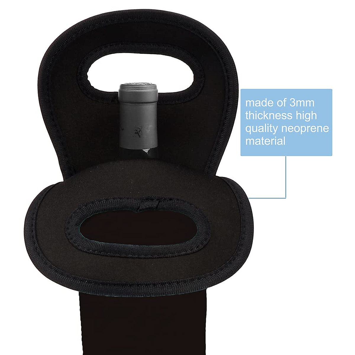 Eacolle Wine Carrier Tote Bag Set of 3 Neoprene Champagne Bottles Protective Travel Bag Beer Cans Water Bottle Holder for Safe Transportation(Black)