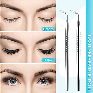 2 Pieces Eyelash Lift Tool Lash Separator Tool Stainless Steel Lash Lifting Perm Tool Lash Eyelash Perm Applicator Eyelash Extensions Supplies for Eyelash Lifting and Separating (Silver)