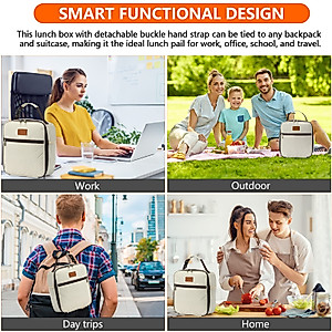 DIRGEE Lunch Bag for Women Insulated Lunch Bag For Men Adults Small Lunch Bag for Office Work - Leakproof Freezable Cooler Bag Reusable Portable Lunch Box (White)