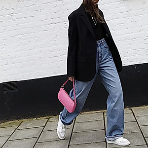 IBIZA VIBE Bag Crocodile Effect Retro Faux Leather Classic Clutch Shoulder Purse Handbag for Women, Pink