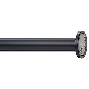 Ivilon Tension Curtain Rod - Spring Tension Rod for Windows or Shower, 24 to 36 Inch. Black