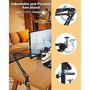 Boseen Webcam Stand Desk Mount - Suspension Boom Scissor Arm Webcam Holder with Desk Clamp Mount for Logitech Webcam C920 C922 C922x C920S C930e C930 C615 Brio 4K and Other Devices with 1/4" Thread