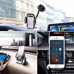 WixGear 3-in-1 Universal Car Phone Mount, Phone Holder for Car, Cell Phone Car Mount Air Vent Holder with Dashboard Mount and Windshield Mount for Cell Phones