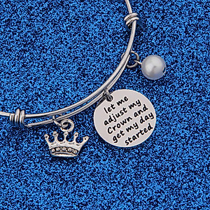 WUSUANED Princess Queen Bracelet Inspirational Bracelet Gift Let Me Adjust My Crown And Get My Day Started Inspirational Gift (let me adjust my crown)