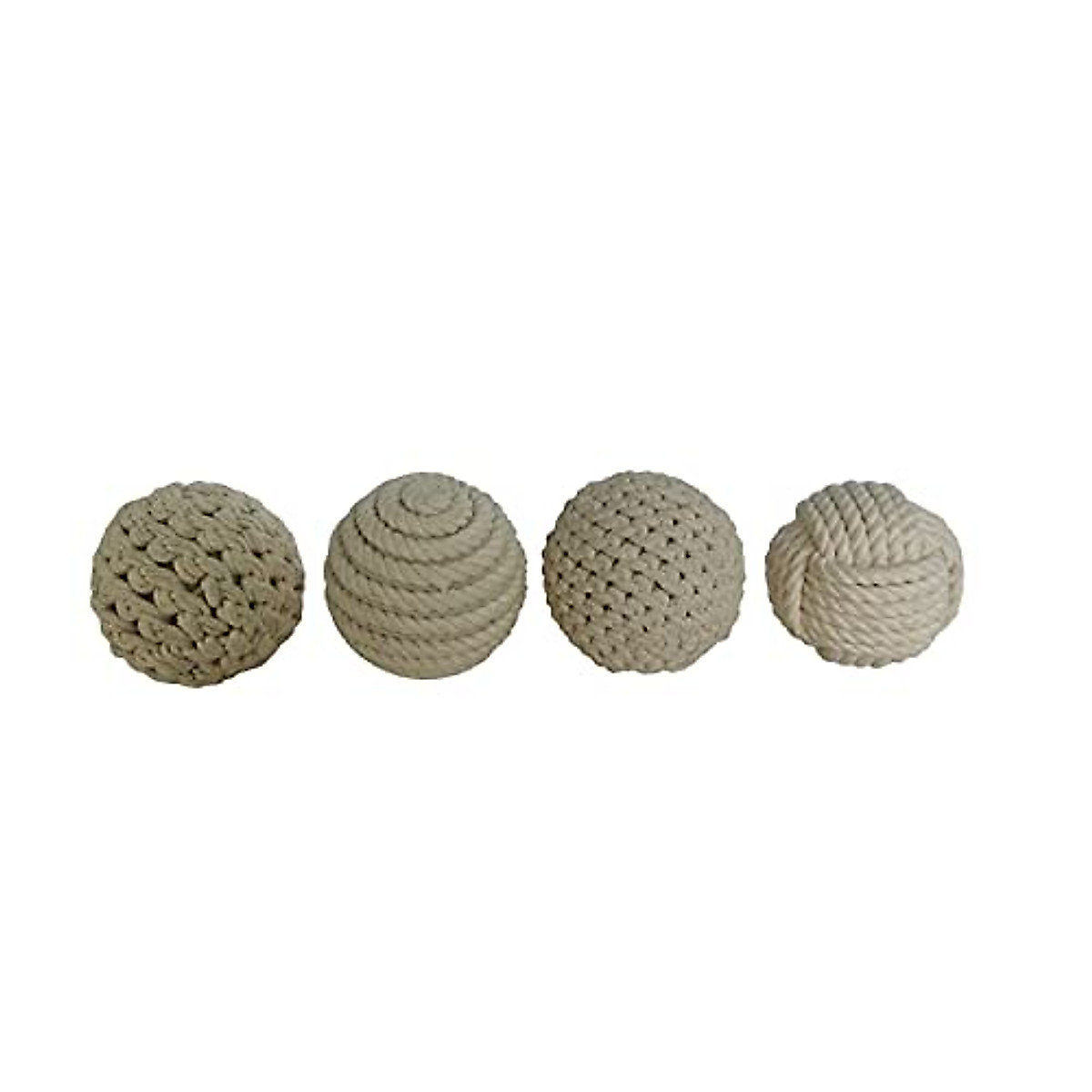 Deco 79 Jute Handmade Orbs & Vase Filler with Varying Designs, Set of 4 4"D, Brown