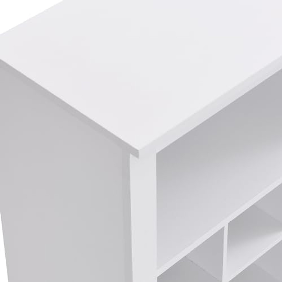 JCSTEU Stylish Design 30 Shoe Cubby Console Versatile, Contemporary Shoe Cabinet with Storage, Free Standing Tall Cabinet for Hallway, Bedroom (White)