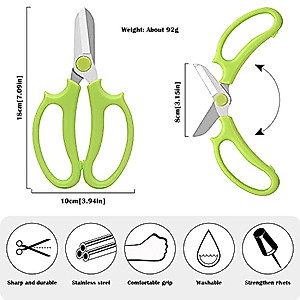 Sunnyac Garden Pruning Shears Scissors, 2 Pack Gardening Tools Hand Pruners, Floral Secateurs, Tree Trimmer, Clippers for Cutting Flowers and Plants, Trimming Branches, Bonsai, Fruits Picking (Color1)