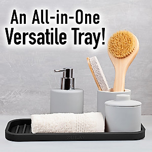 Zulay (9x3.5) Silicone Sponge Holder for Kitchen Sink - Flexible Multipurpose Kitchen Soap Tray Sponge Holder - Sink Organizer Tray for Kitchen, Bathroom, Makeup, Trinkets & More (Black)