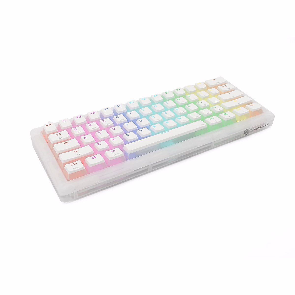 GK GAMAKAY K61 Pro 60% RGB Gasket Mechanical Keyboard, Bluetooth/USB-C Wired/2.4GHz Wireless 61 Keys Hot Swap Gaming Keyboard with CNC Acrylic Base Pudding PBT/ABS Keycaps (Gateron Red Switch)