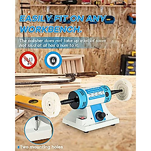 BAOSHISHAN Bench Buffer Jewelry Polisher, with 3 Types Polishing Wheels, Variable Speed Benchtop Polishing Buffing Machine for Jewelry, Wood, Metal, Lathe, Jade (With Wheels 110V)