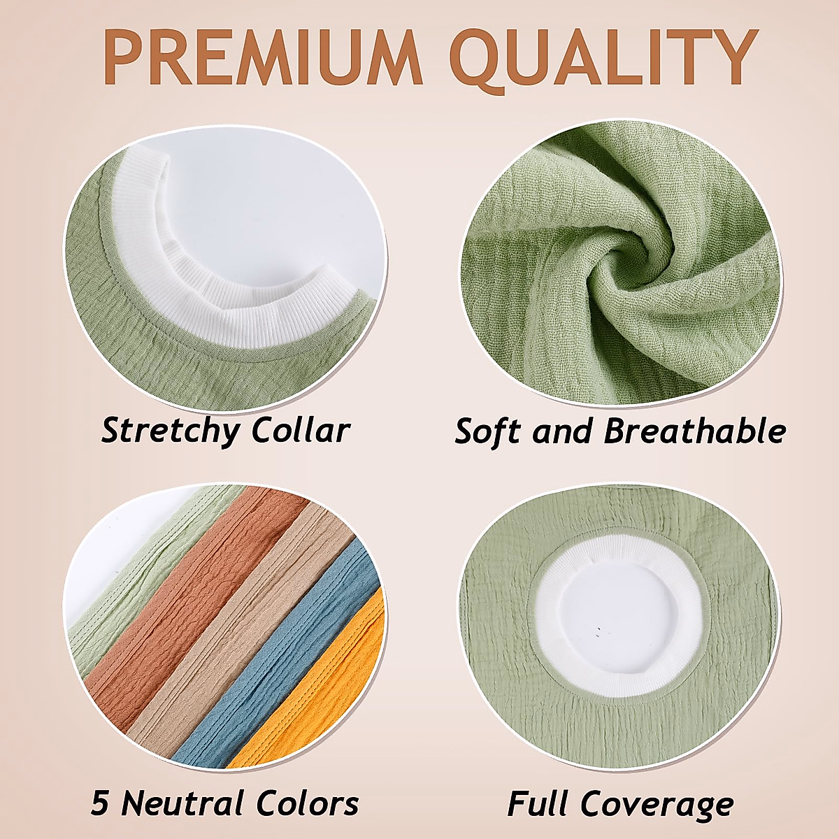 Newwiee Large Muslin Pullover Baby Bibs Full Coverage Toddler Slip on Absorbent Bib Waterproof Toddler Towel Bibs(Classic Color, 5 Pcs)