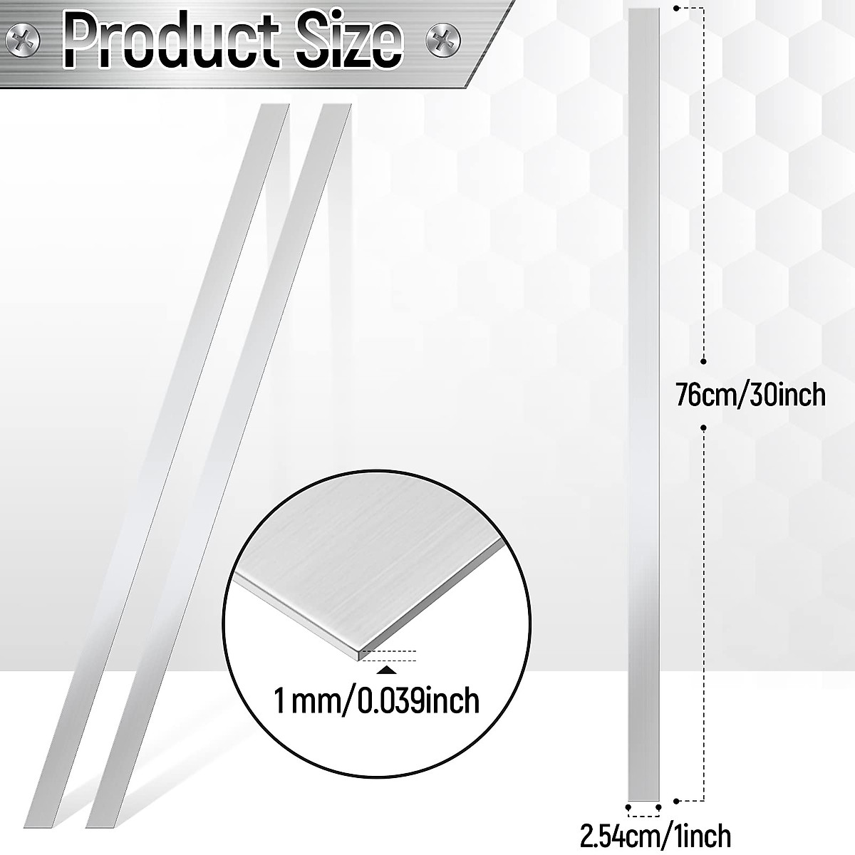 2 Pcs Stainless Steel Trim Strips 304 Brushed Stainless Steel Trim Metal Finishing Sheet Metal Gap Strip Filler Trim for Kitchen Tools (Silver, 1 x 30 Inch)