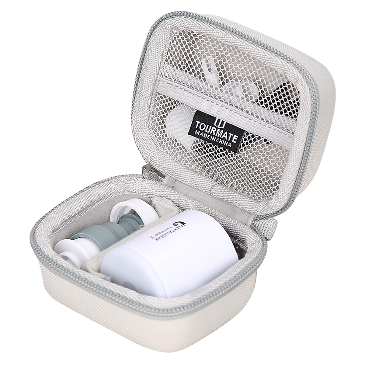 Tourmate Hard Case Compatible for FLEXTAILGEAR Tiny Pump X, for FLEXTAILGEAR Tiny Air Pump 2X, Holder Case with Mesh Pocket for 5Pcs Nozzle and Accessories (Grey, Case Only)
