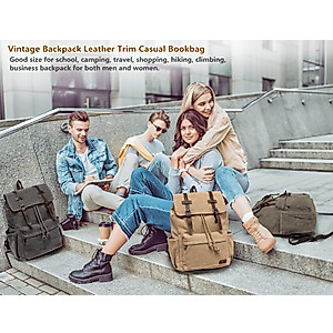 JIELV Canvas Vintage Backpack,Mens Travel Rucksack,Casual Daypack Bookbag for Laptop School College Hiking(Army Green)